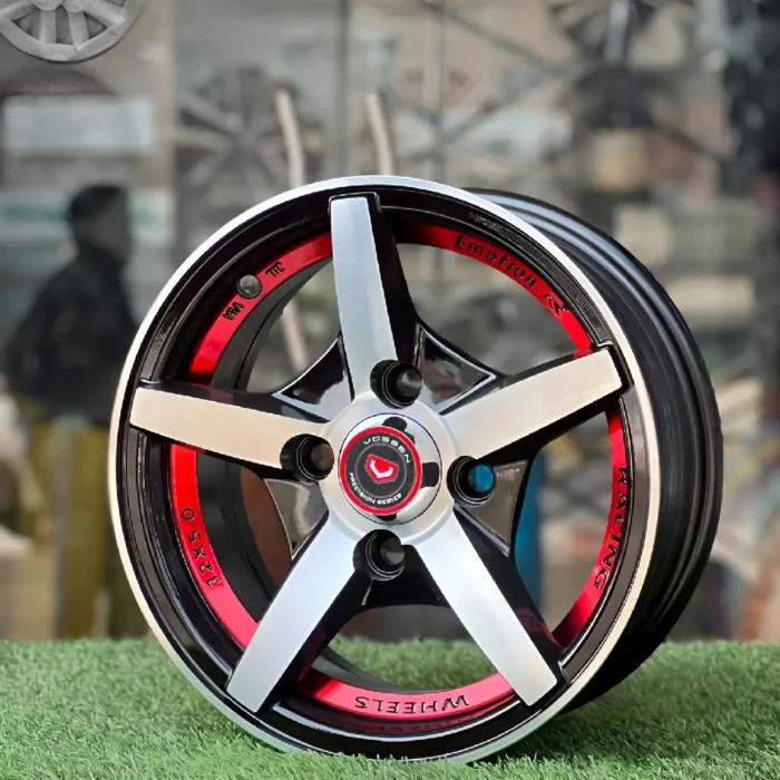 12 Inch Aftermarket Dual-Tone Red Strike Alloy Rim | Sporty Look