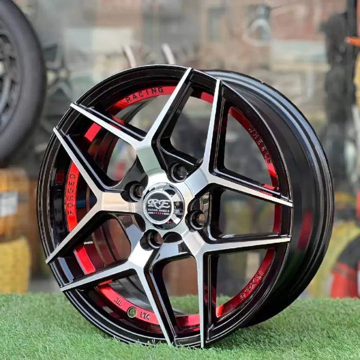 Buy 13 Inch Aftermarket Black and Red Edge Alloy Rim