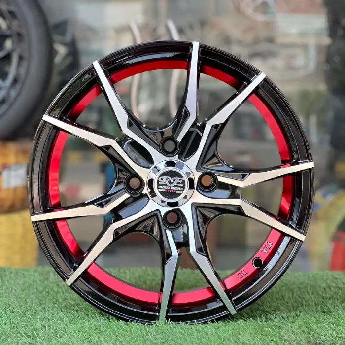 Order 13 Inch Aftermarket Black and Red Web Alloy Rim