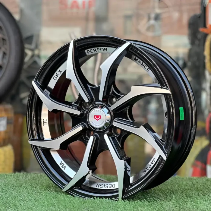 13 Inch Aftermarket Black and Silver Blade Alloy Rim | Sleek Design