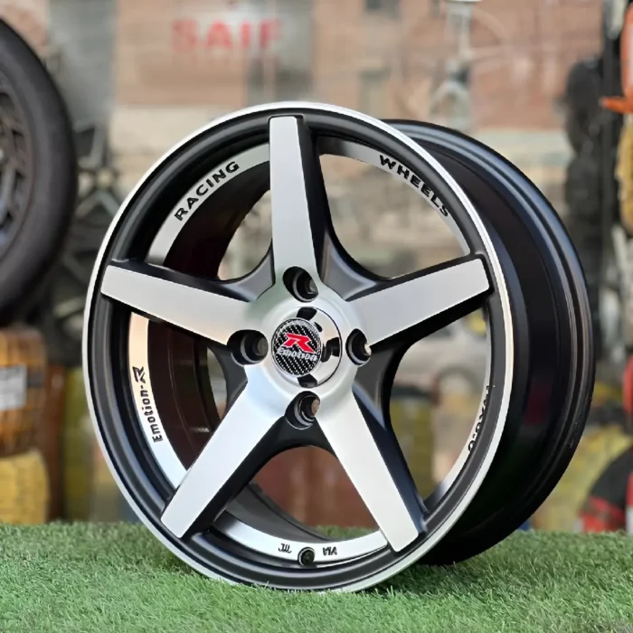 Order 13 Inch Aftermarket Black and Silver Racer Alloy Rim