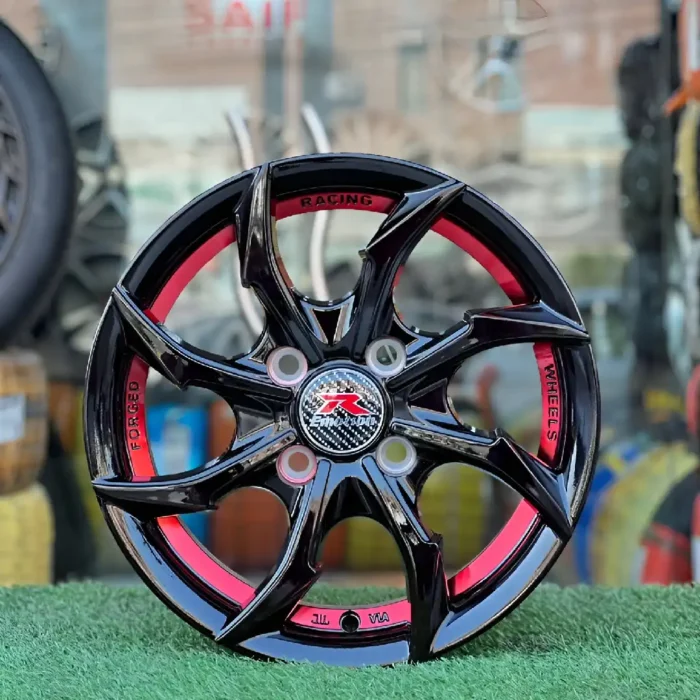 Buy 13 Inch Aftermarket Black and Red Nitro Alloy Rim
