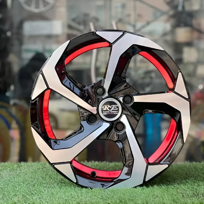 Buy 14 Inch Aftermarket Black and Red Twister Alloy Rim