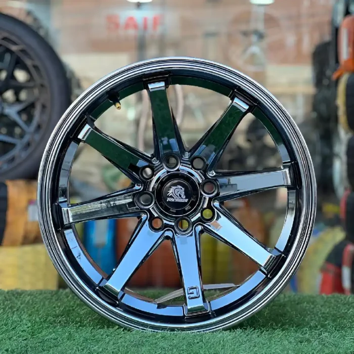 Get 15 Inch Aftermarket Chrome Black Phantom Alloy Rim Pakistan